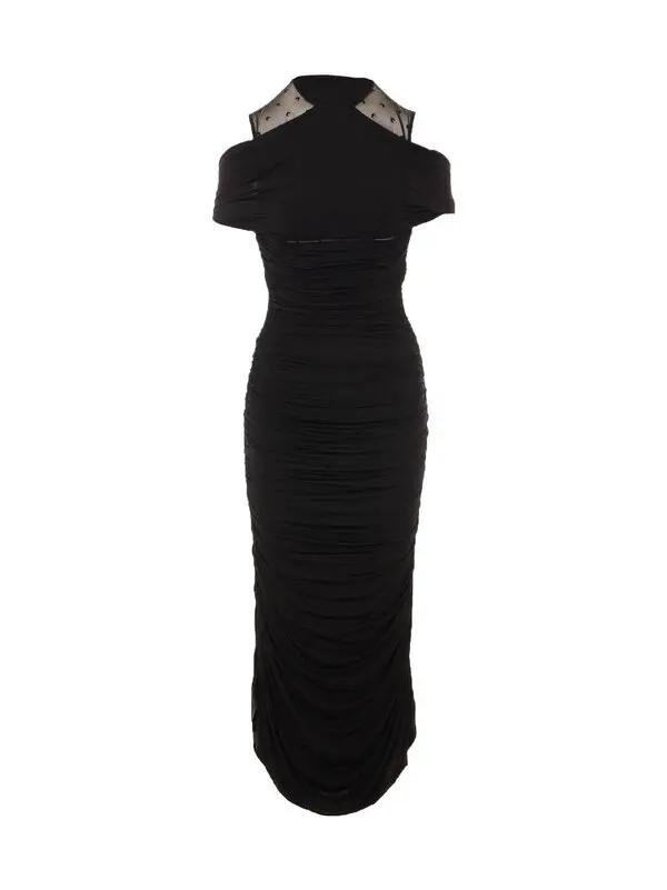 MARINE SERRE Asymmetrical Knee-length Dress With Moon Detail - Black