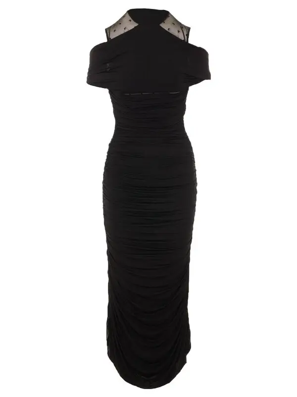 MARINE SERRE Asymmetrical Knee-length Dress With Moon Detail - Black