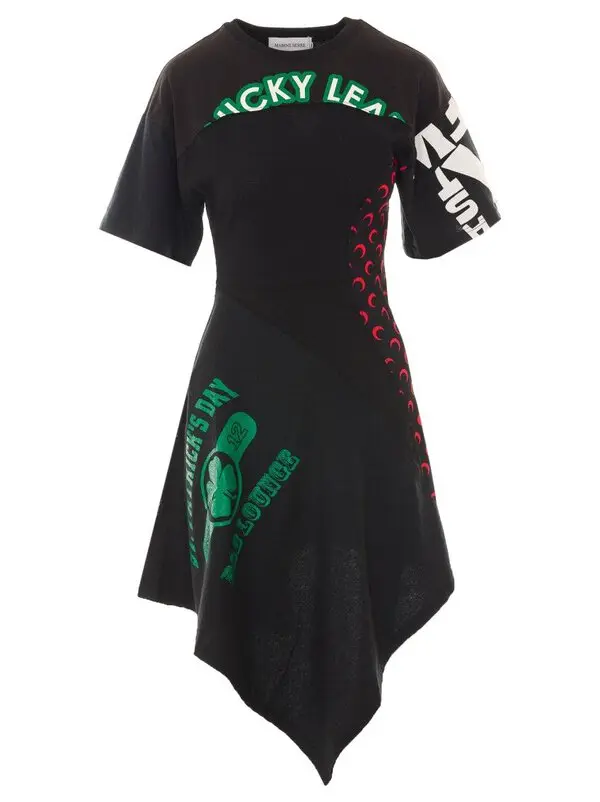MARINE SERRE Printed Jersey Knee-length Dress - Black