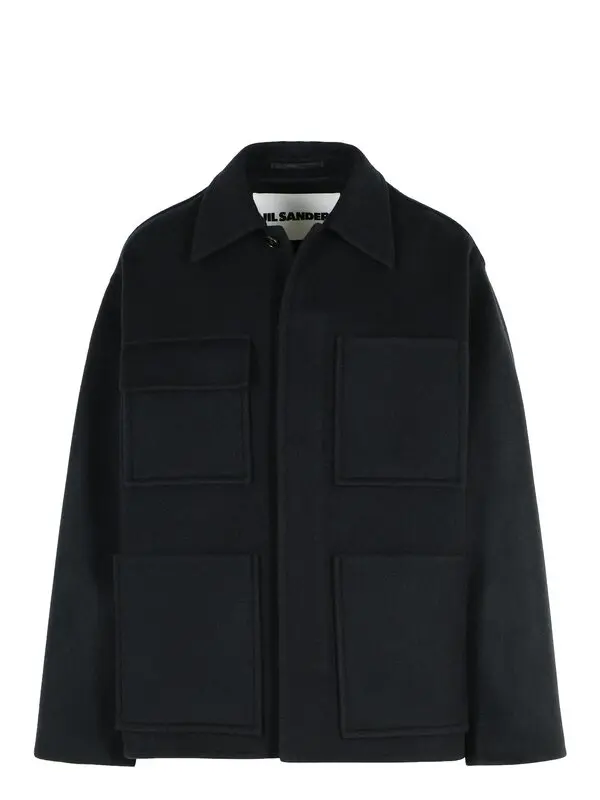 JIL SANDER Cashmere Jacket With Pointed Collar And Patch Pockets - Black