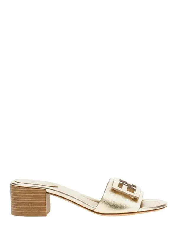 Fendi Platinum Leather Slides - Multicolor