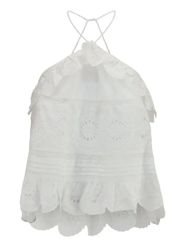 Isabel Marant Étoile Embroidered Ruffle Halter Top - White