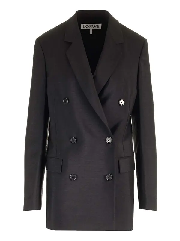 Loewe Double-breasted Tailored Blazer In Wool And Mohair - Black
