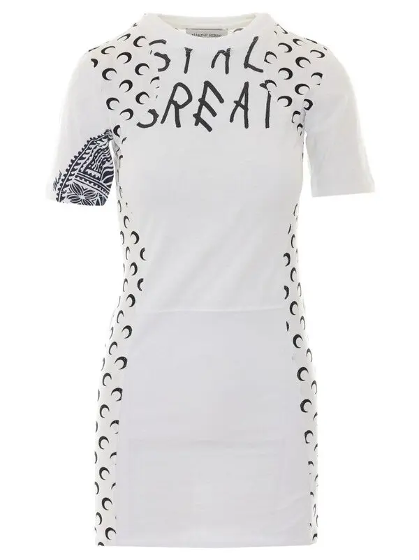 MARINE SERRE Mini Printed Dress - White