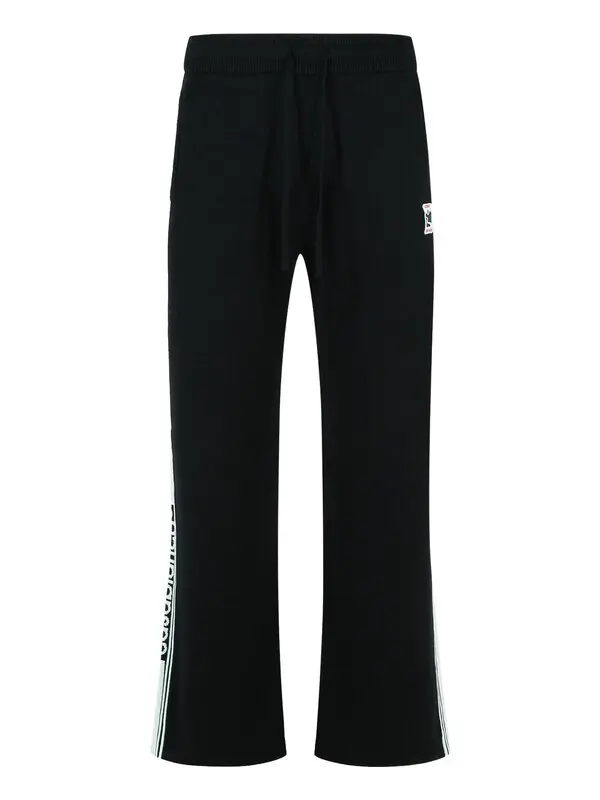 Casablanca Merino Wool Wide-leg Pants With Logo Detail - Black