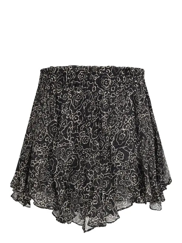 Isabel Marant Étoile Floral Viscose Ruffled Shorts - Black