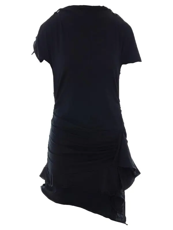 Isabel Marant Étoile Gathered Asymmetrical Short-sleeve Crew Neck Dress - Black
