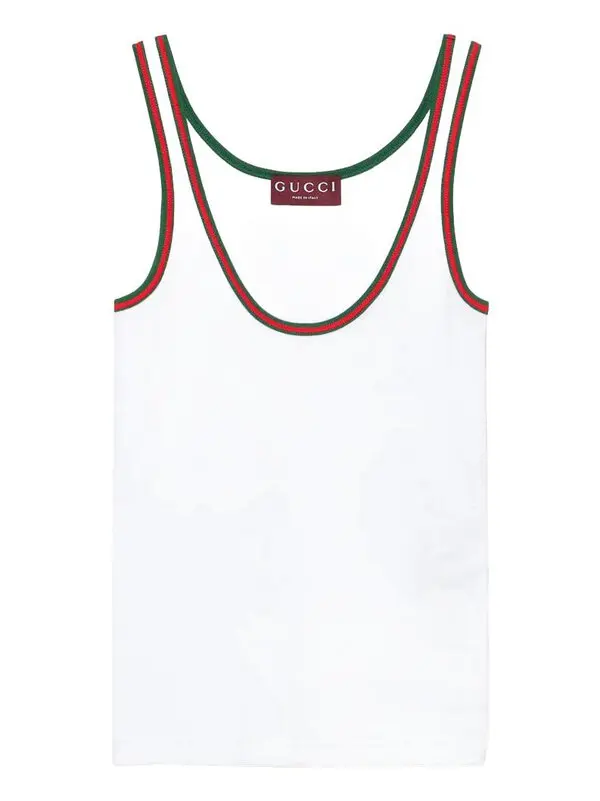 Gucci Embroidered Logo Tank Top - White