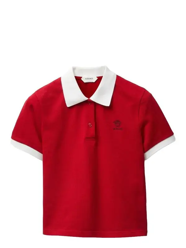 Versace Cotton Piquet Polo With Medusa Embroidery - Red
