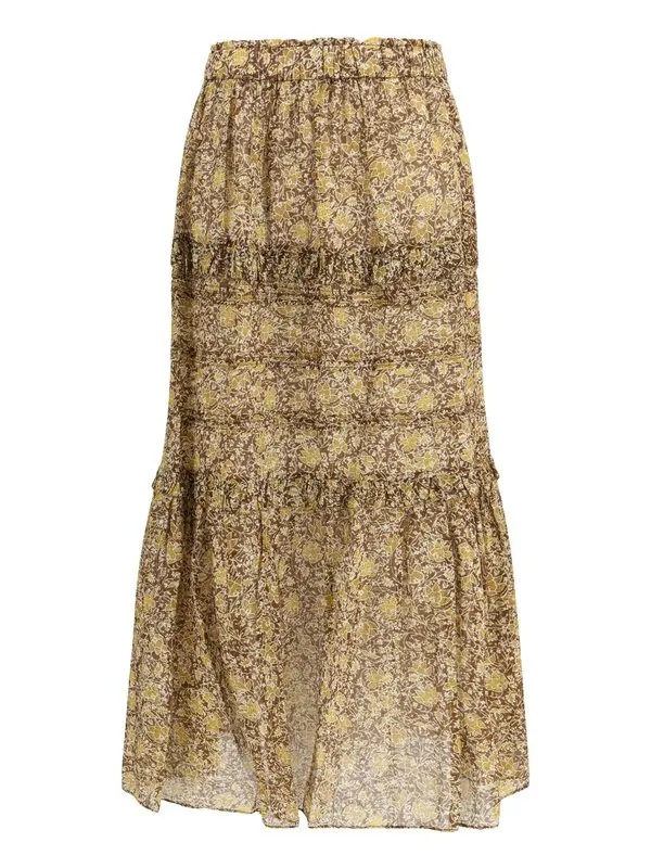 Isabel Marant Étoile Marant Volomia Ruffled Floral Cotton Maxi Skirt - Green