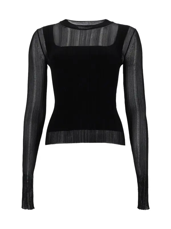 Sportmax Ribbed Sheer Top - Black