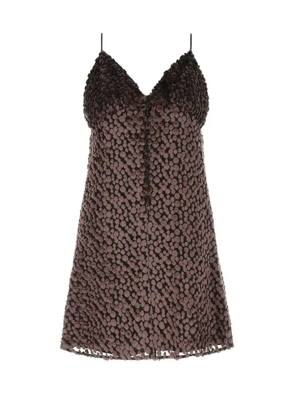 Saint Laurent Two-tone Velvet Mini Dress - Multicolor