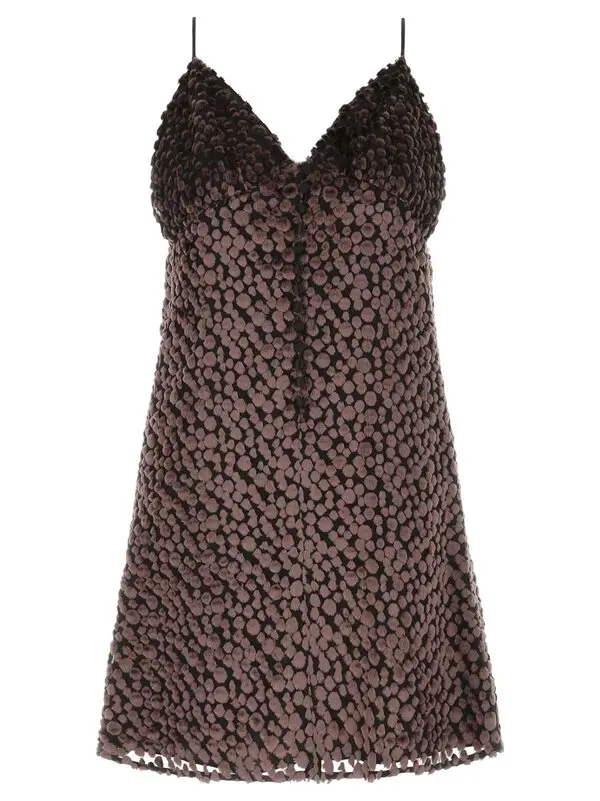Saint Laurent Two-tone Velvet Mini Dress - Multicolor