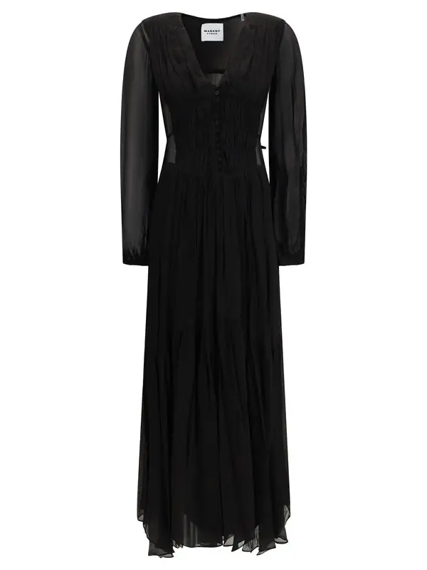 Isabel Marant Étoile Buttoned Sheer Long Dress - Black
