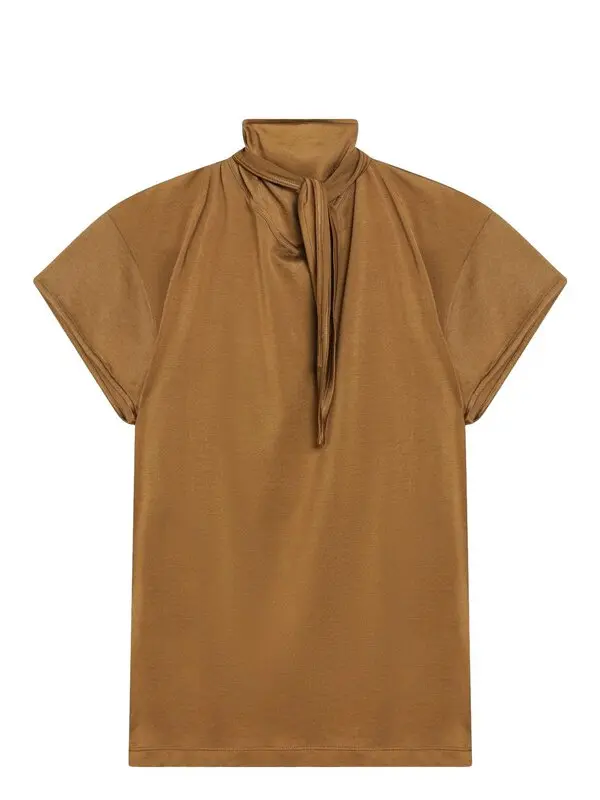 LEMAIRE T-shirt With Tie Detail - Brown