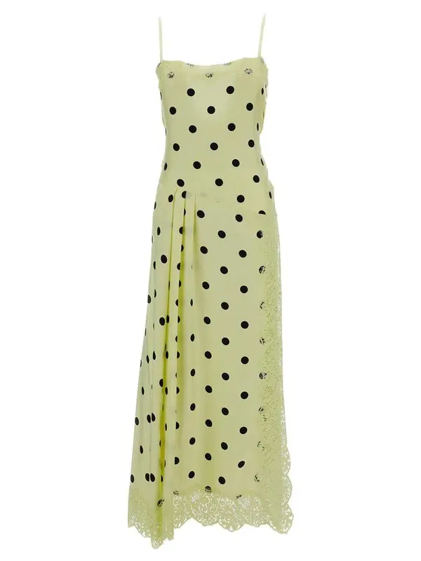Sportmax Polka Dot Silk Dress With Lace Trim - Multicolor
