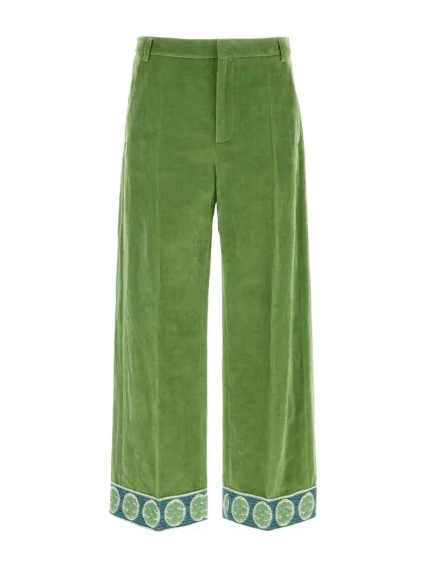 Valentino Garavani Velvet Pants With Embellished Detail - Green