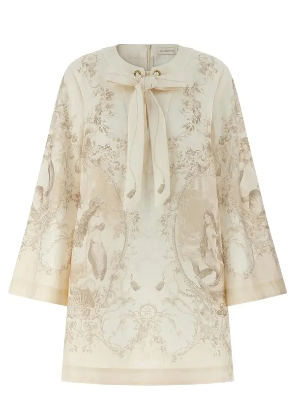 Zimmermann Mermaid Toile' Linen Tunic Dress - Cream