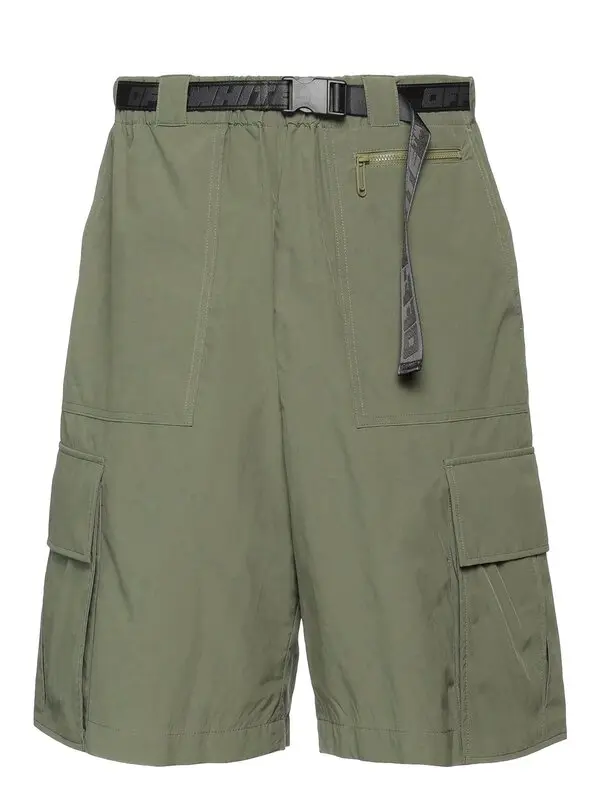 Off-White Belted Bermuda Shorts - Green