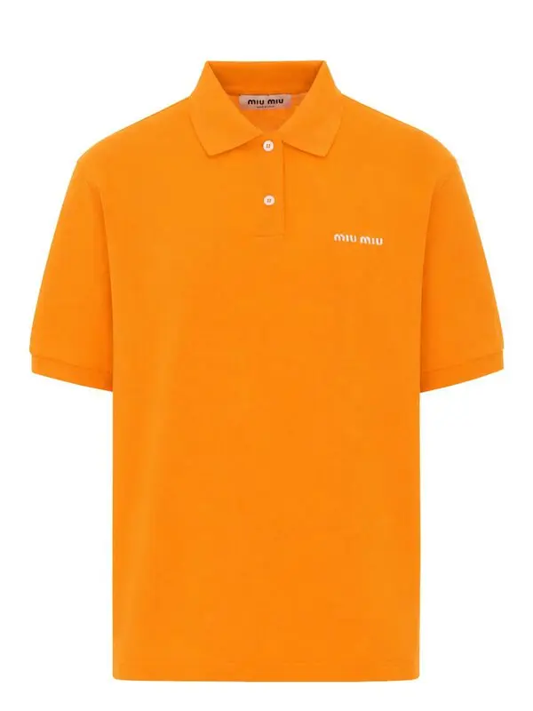 Miu Miu Embroidered Logo Polo Shirt - Orange