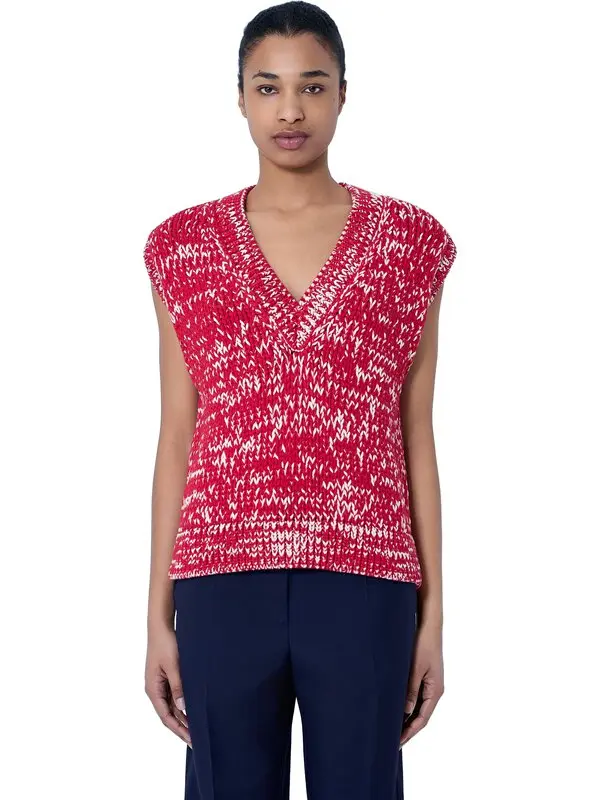 Dries Van Noten Sleeveless Knit Top With Deep V-neckline - Red