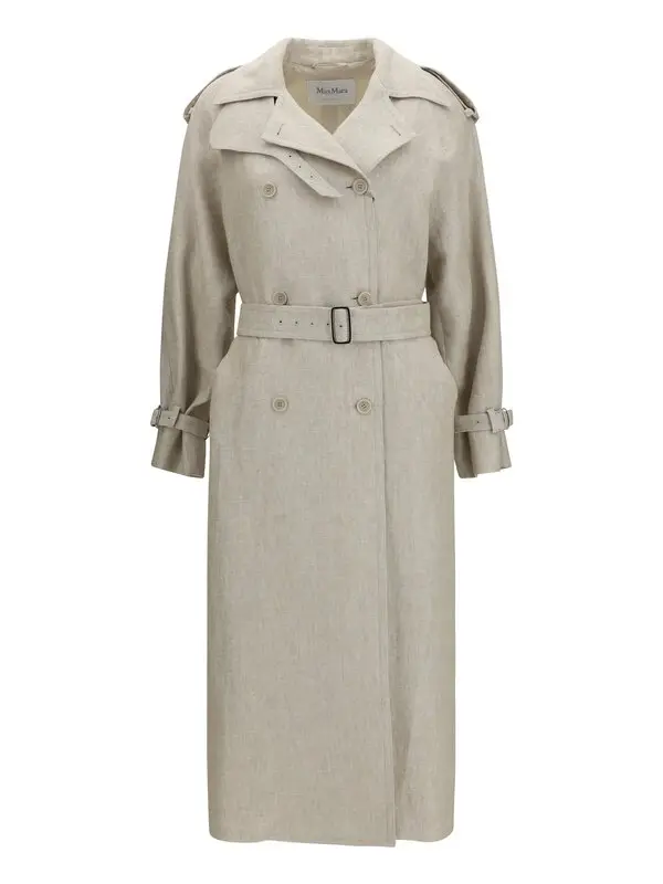 Max Mara Double-breasted Linen Trench Coat - Brown
