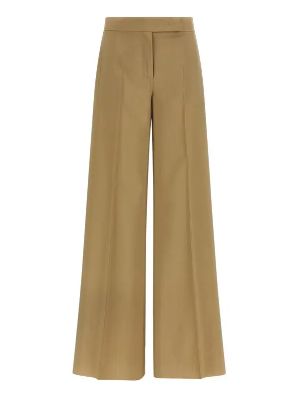 Max Mara Wide Leg Wool Silk Trousers - Cream