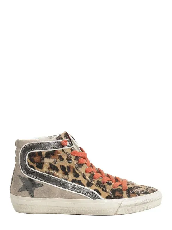 GOLDEN GOOSE Slide High-top Leopard Print Sneakers - Multicolor