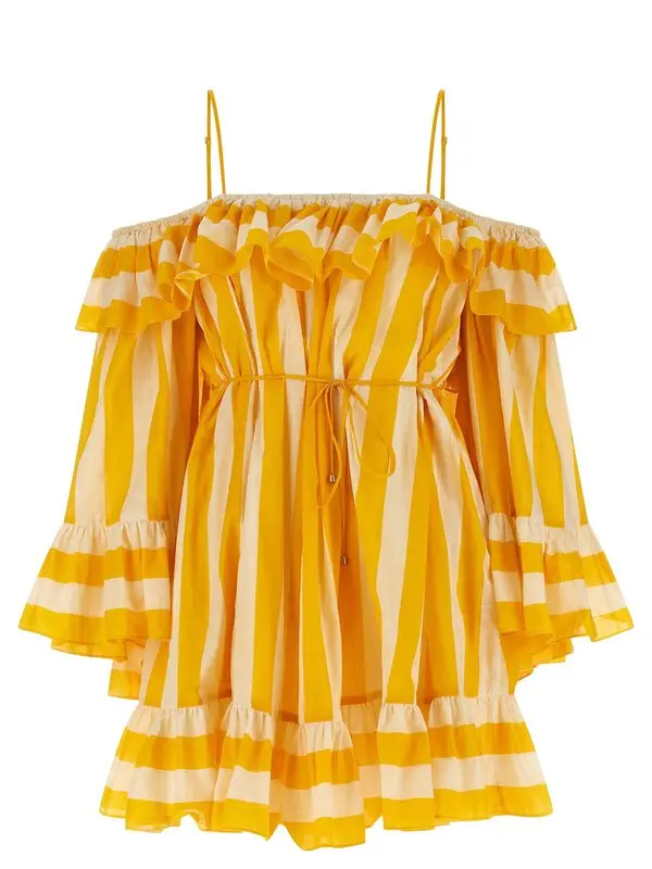 Zimmermann Daylight Off-the-shoulder Striped Cotton Dress - Yellow