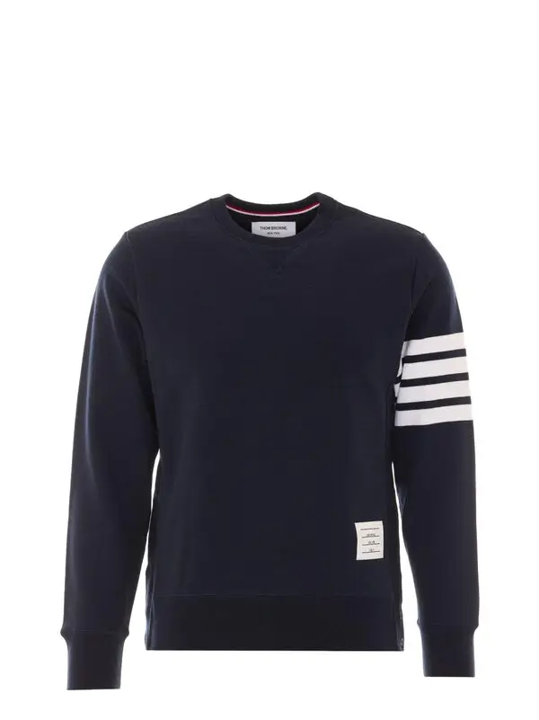 Thom Browne Crewneck Sweatshirt With Engineered Bar - Blue