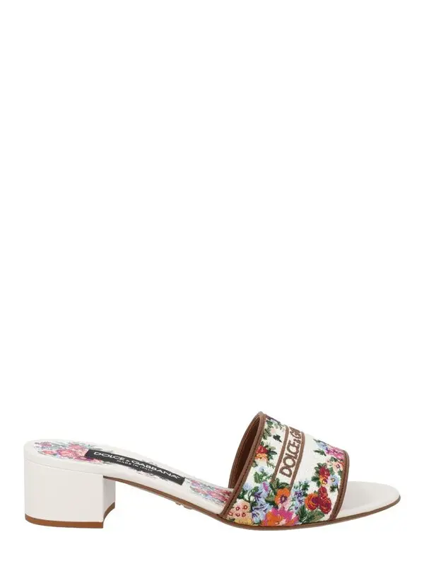 Dolce & Gabbana Embroidered Slide Sandals - White