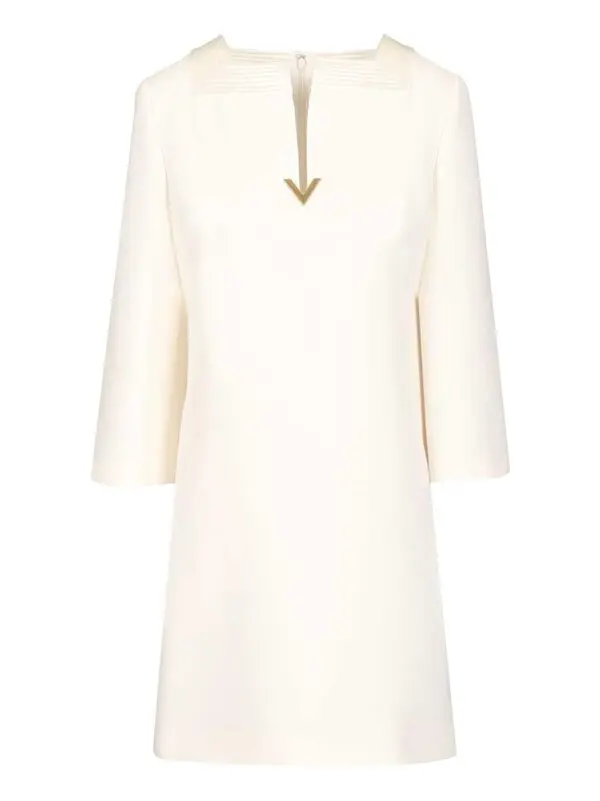 Valentino Garavani Crepe Couture Kaftan Neckline Dress - White
