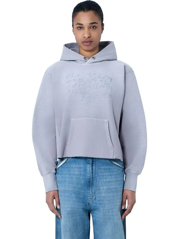 MAISON MARGIELA Cropped Hooded Sweatshirt With Ribbed Detailing - Multicolor