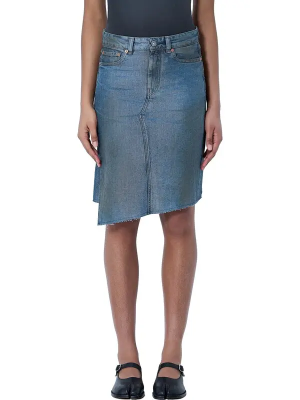 Our Legacy Asymmetric Denim Skirt With Raw Hem - Blue