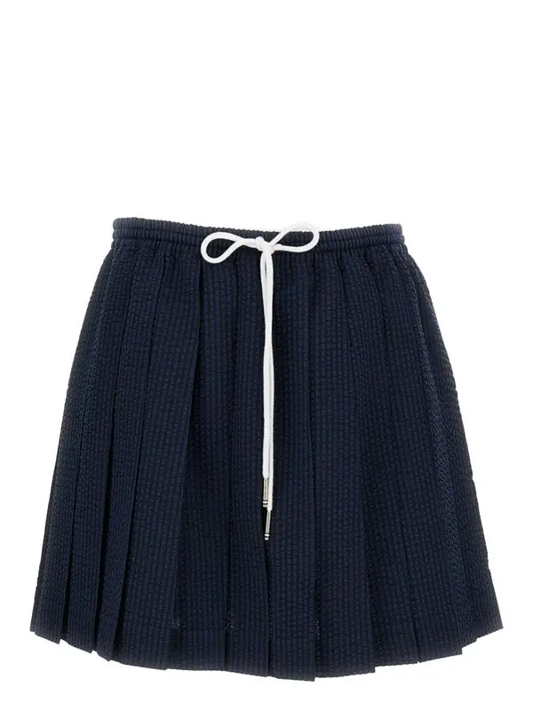 Thom Browne Pleated Seersucker Mini Skirt - Multicolor