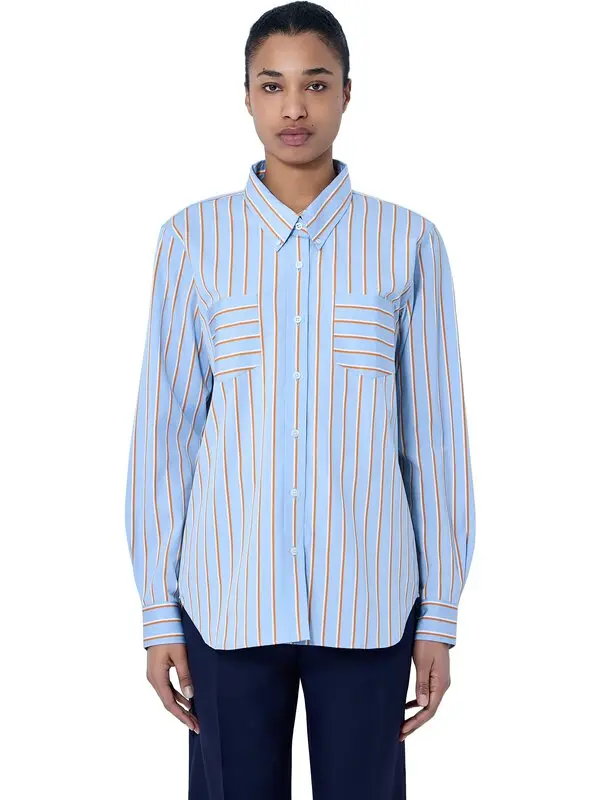 Dries Van Noten Striped Cotton Poplin Button-down Shirt - Blue