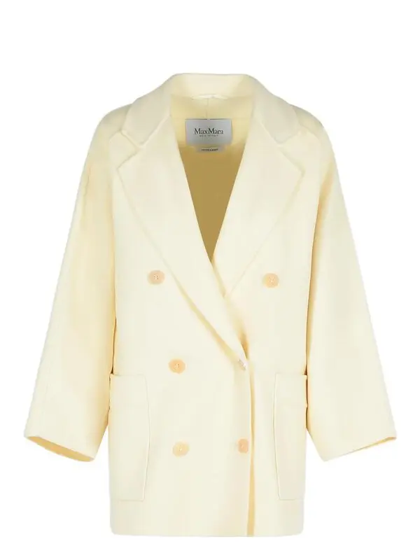 Max Mara Teddy Crop Wool Blend Coat - White