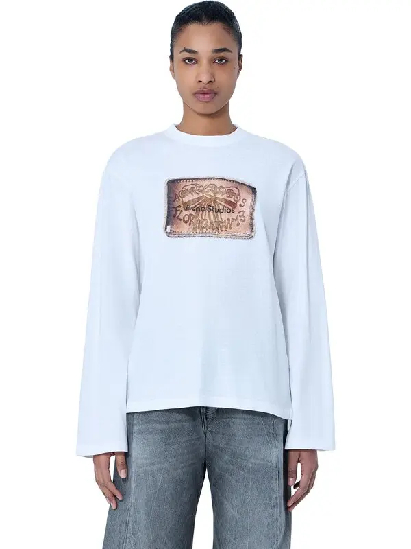 Acne Studios Graphic Print Long Sleeve T-shirt - White