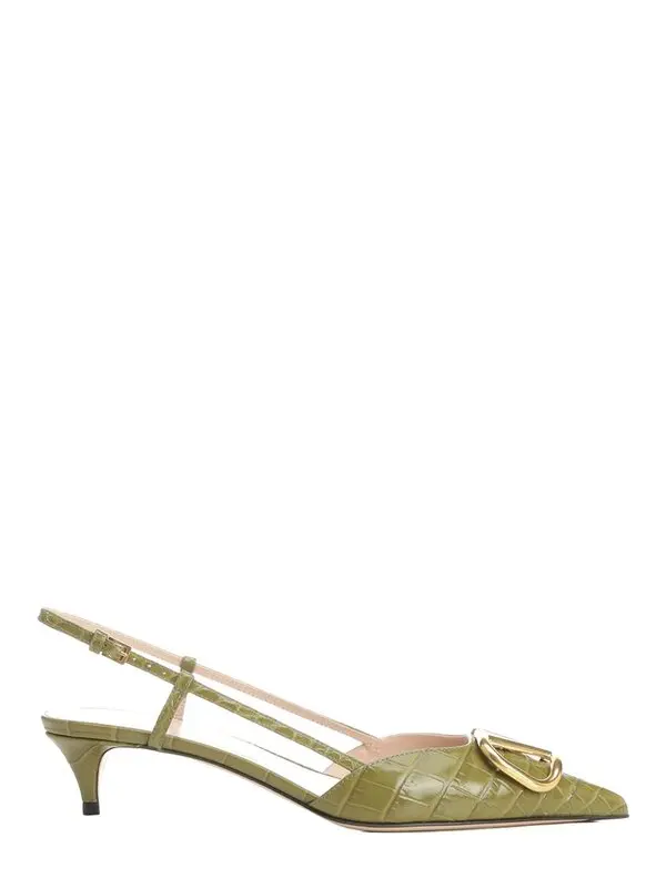 Valentino Garavani Vlogo Signature Slingback In Leather - Green