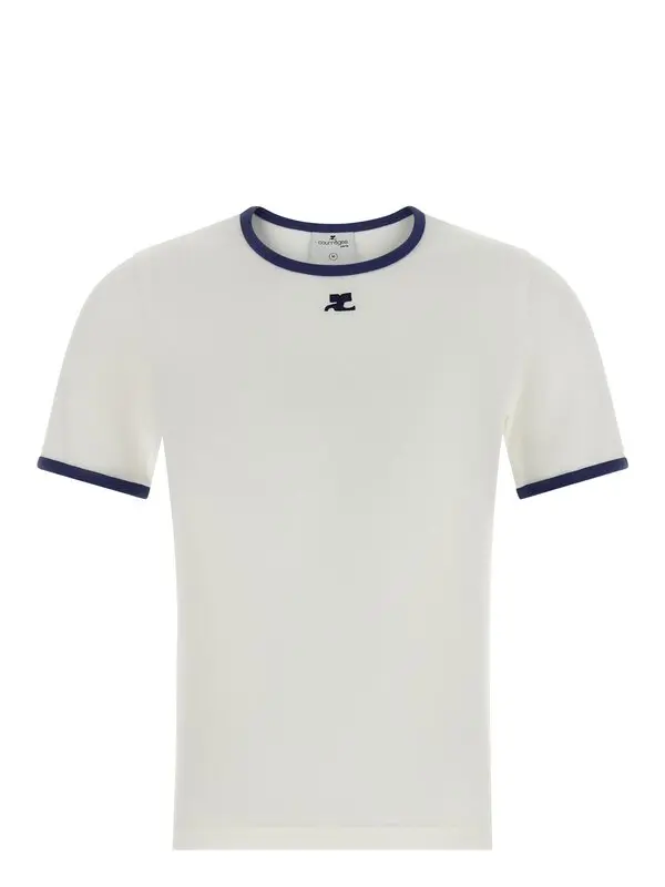 COURREGES Signature Contrast" T-shirt - Blue