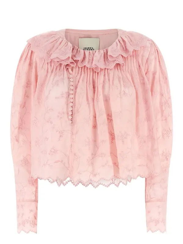 Isabel Marant Étoile Zelly Embroidered Cotton Silk Top - Pink