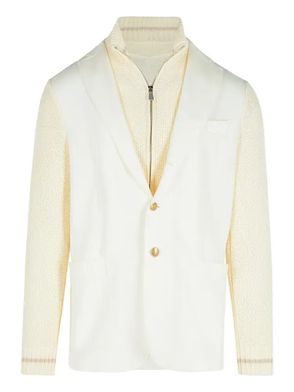 Eleventy Cotton Blend Cardigan With Zip Closure - White