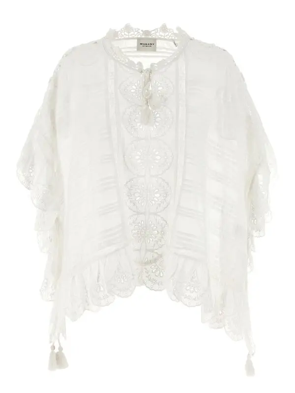 Isabel Marant Étoile Payton' Cotton Lace Trimmed Blouse - White