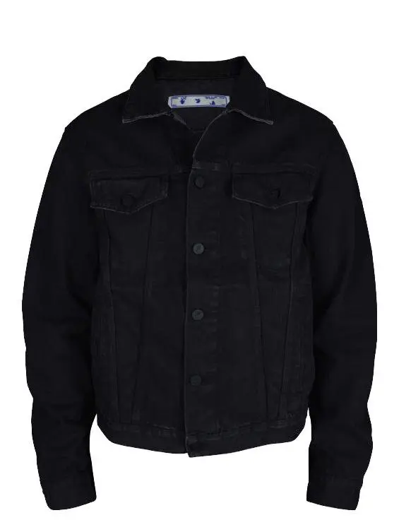 Off-White Denim Jacket With Iconic Arrow Detail - Black
