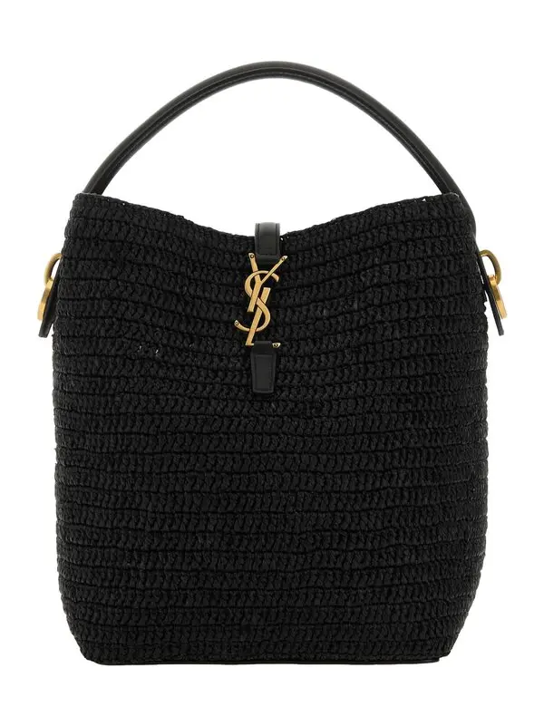 Saint Laurent Raffia Le 37 Bucket Bag - Black