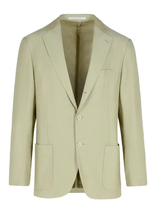 Eleventy Cream Cotton Blend Blazer - Green