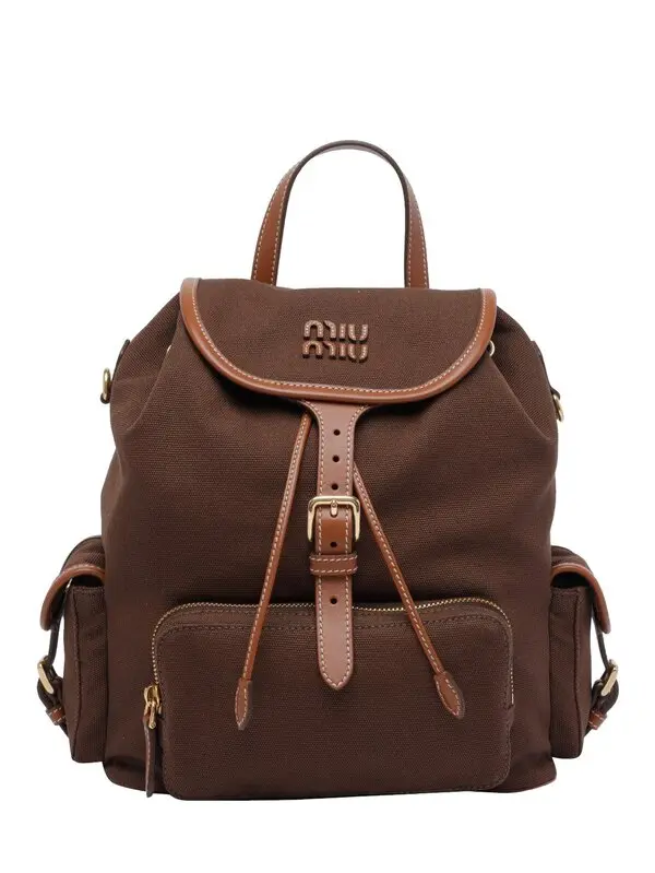Miu Miu Logo Backpack - Brown