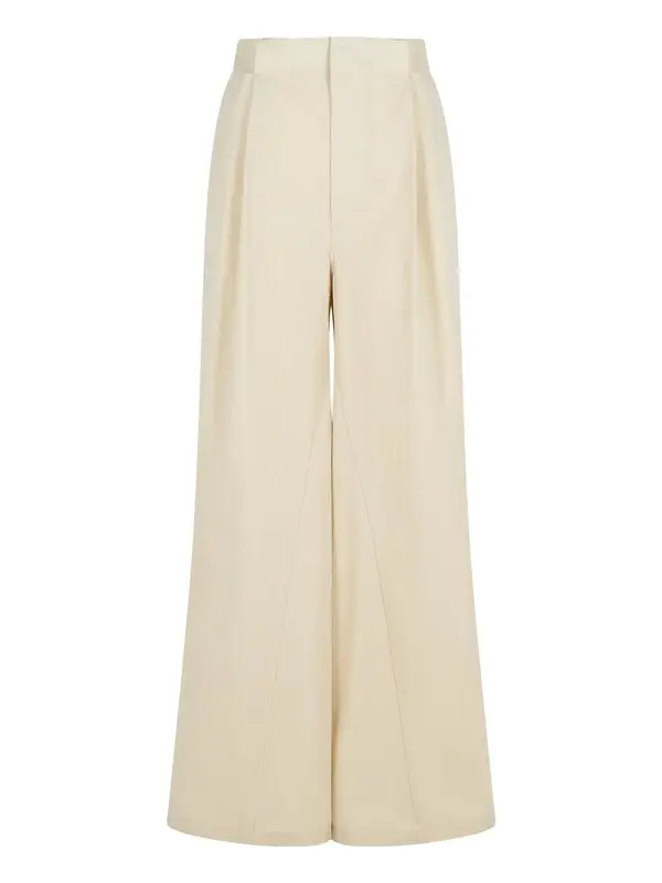 MAISON MARGIELA Wide Leg Cotton Blend Pants - Cream