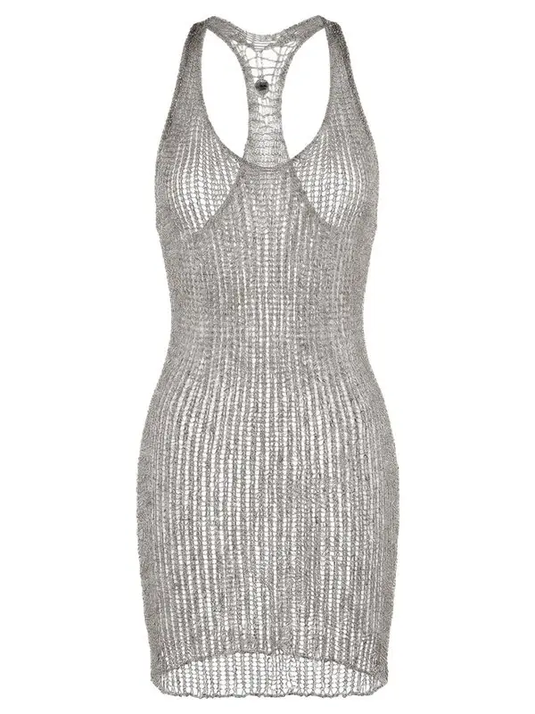 NATALIA FEDNER Chainmail Style Mini Dress - Silver