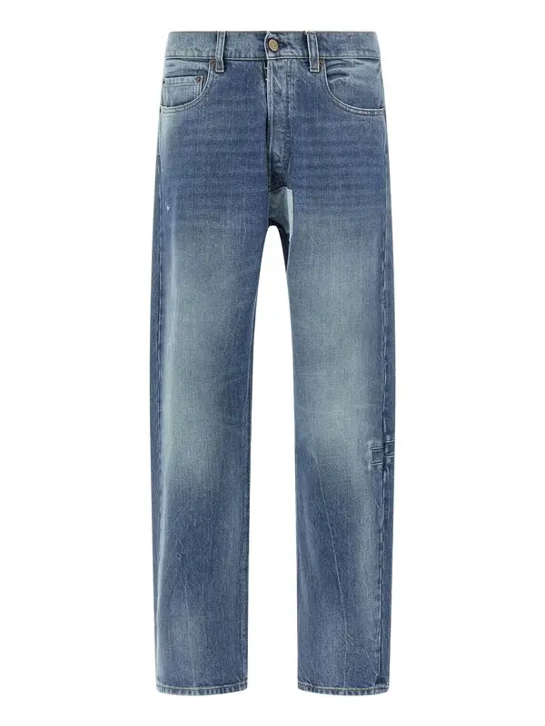 MAISON MARGIELA Patch Detail Straight Leg Jeans - Blue